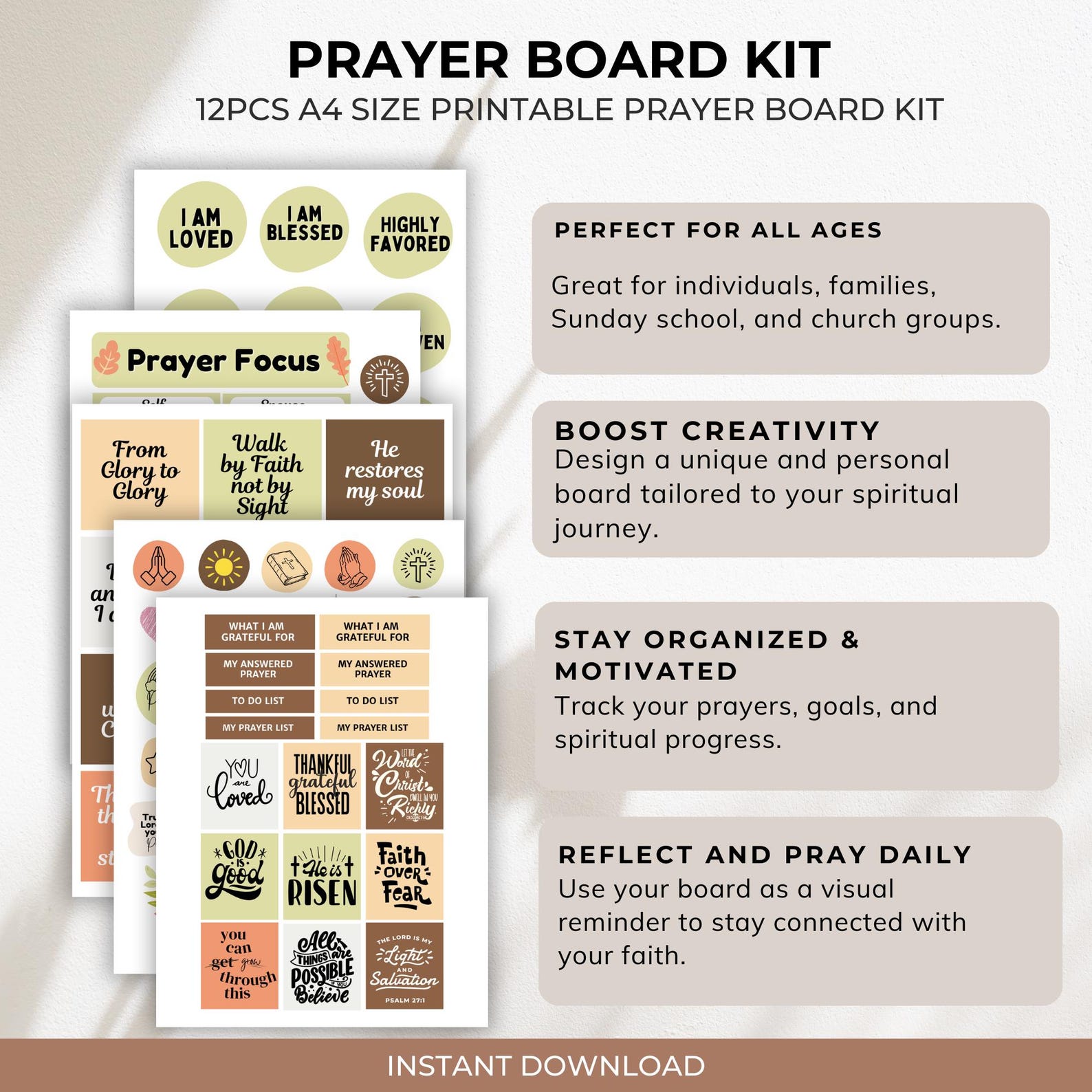 DIY Prayer Board Kit Printable, DIY, Vision Board for Faith Goals ...