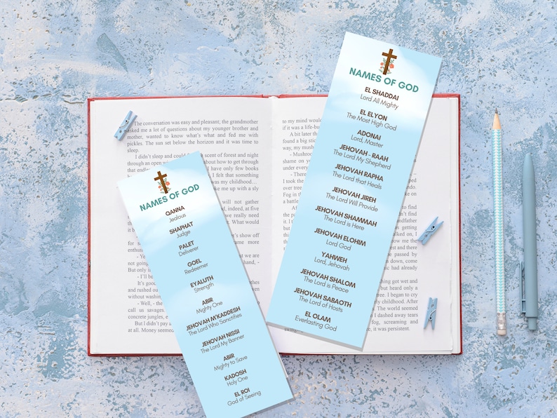 Names of God Bookmark Printable PDF Christian Evangelism Tool Double ...