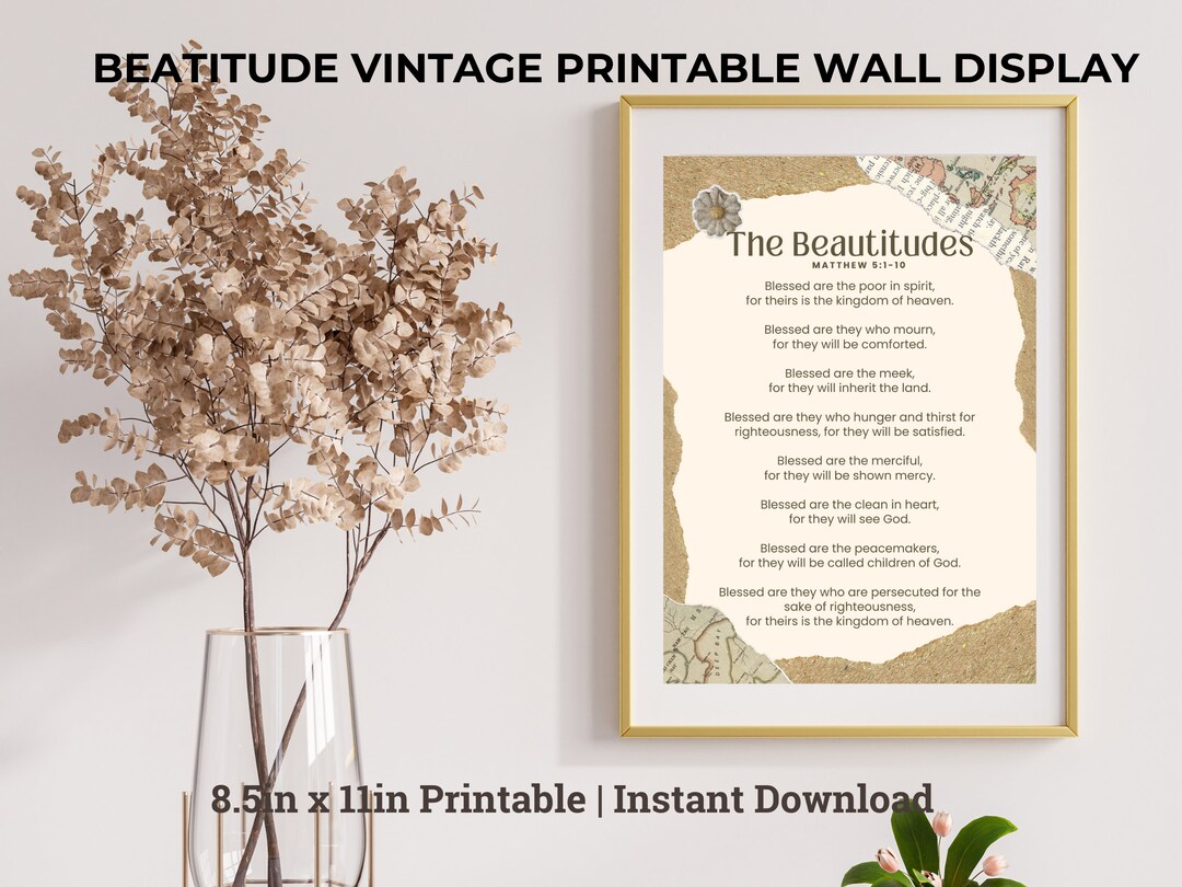 Beatitudes Christian Wall Art Printable Scripture Wall Art Modern ...