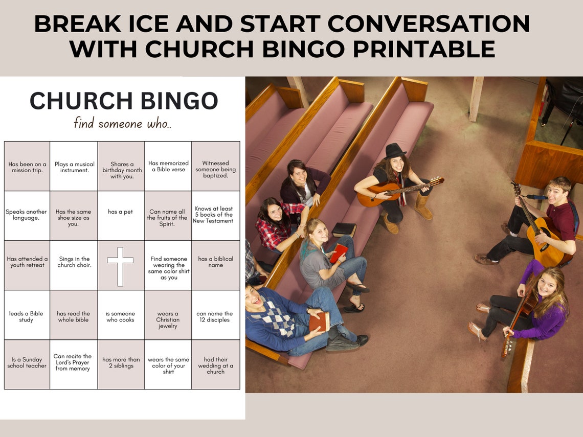 Church Bingo Printable A4 PDF, Ice Breaker for Youth Activity & Bible ...