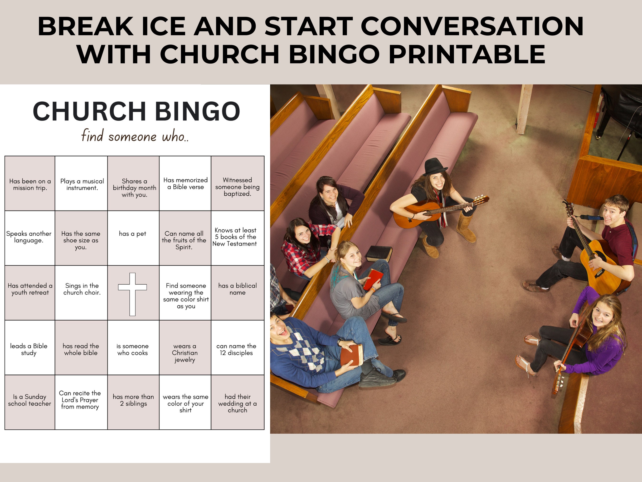 Church Bingo Printable A4 PDF, Ice Breaker for Youth Activity & Bible ...