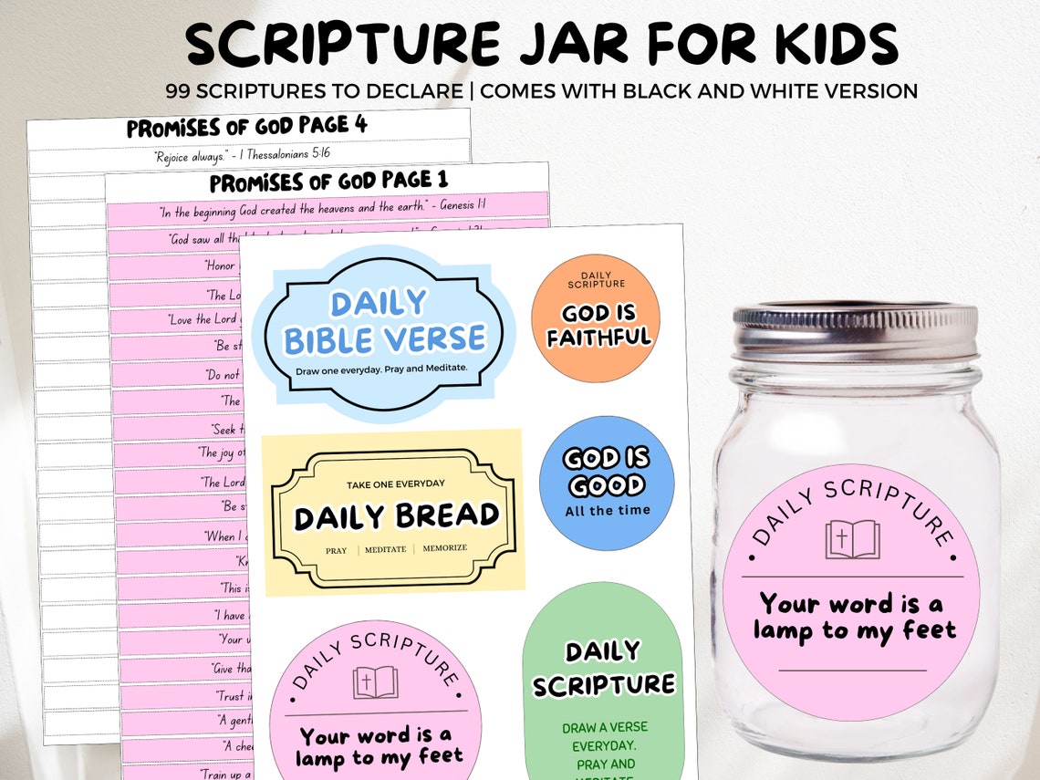 Scripture Jar Printable for Kids, Bible Verse Jar Scripture Printable ...