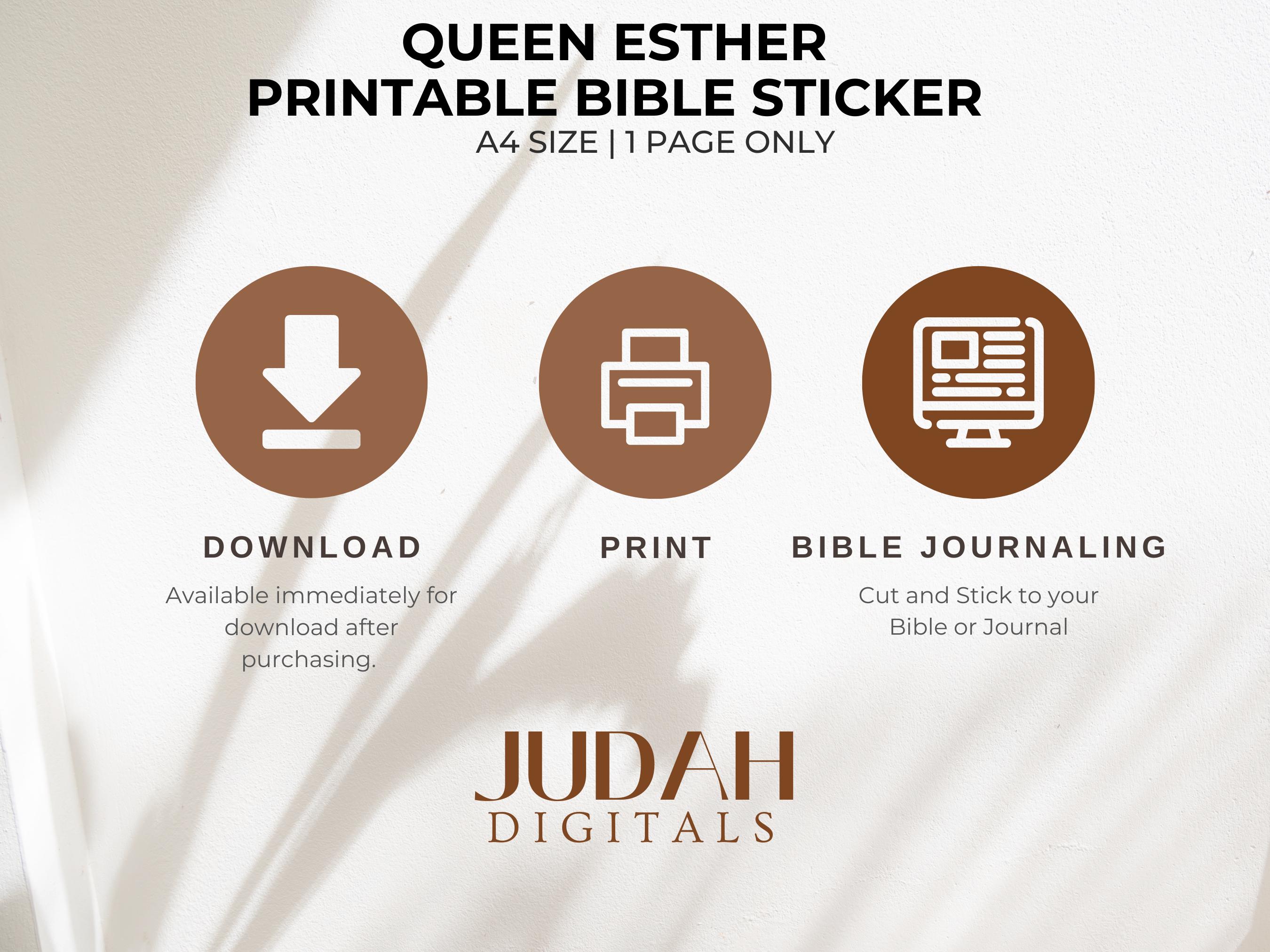 Printable Queen Esther Bible Stickers, Bible Journaling, Faith Planner ...