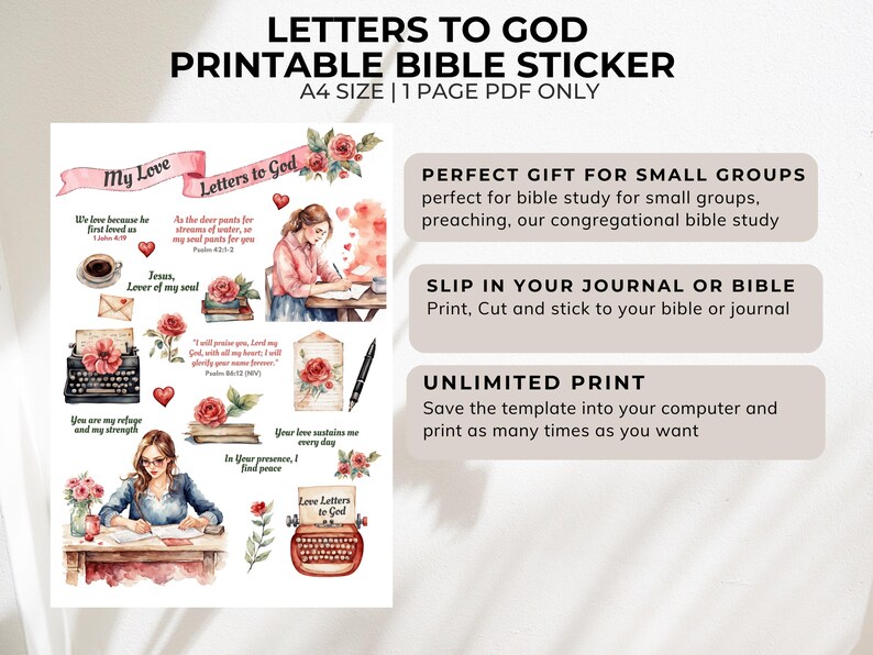 Letters to God Printable Sticker A4 PDF, Bible Journaling, Christian ...
