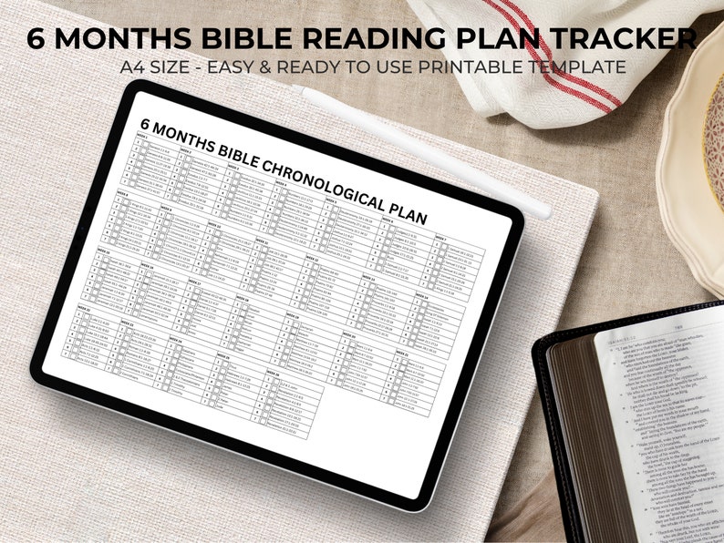 Bible Reading Tracker 6 Months, Bible Study Plan, Chronological Bible ...