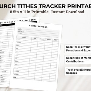 Church Tithe Tracker, Giving Log, Tithes and Offering Tracker ...