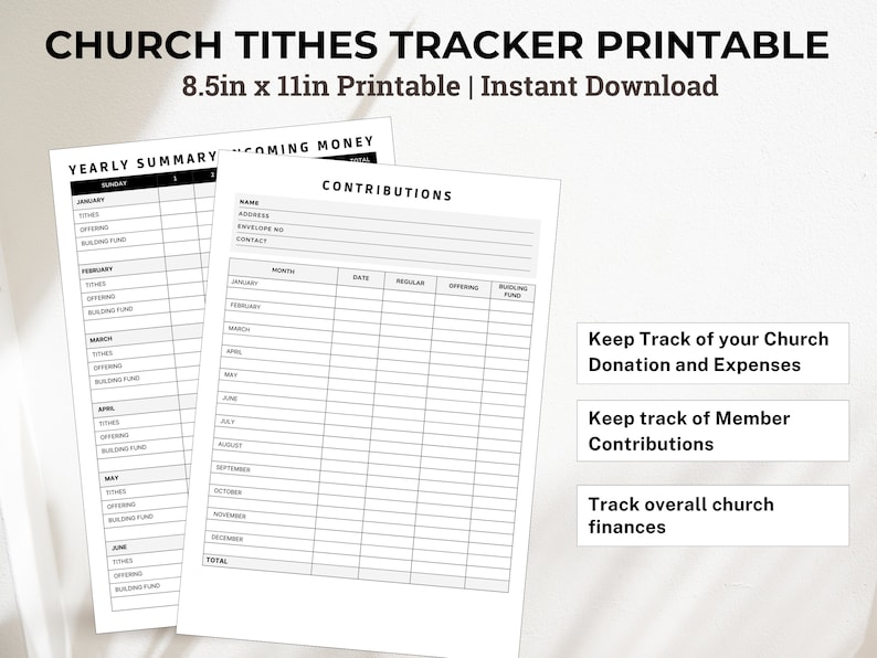 Church Tithe Tracker, Giving Log, Tithes and Offering Tracker ...