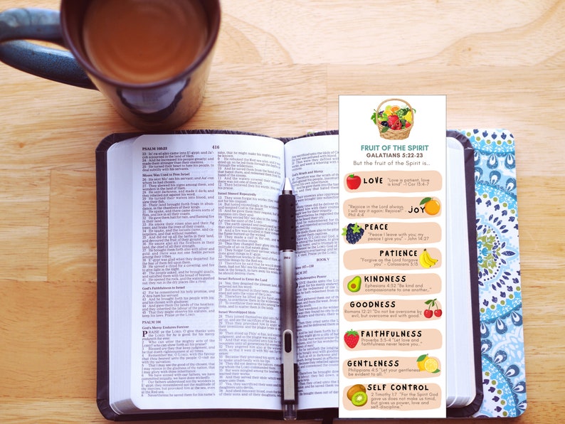 Fruit of the Spirit Bookmark Printable PDF, Double-sided Christian ...