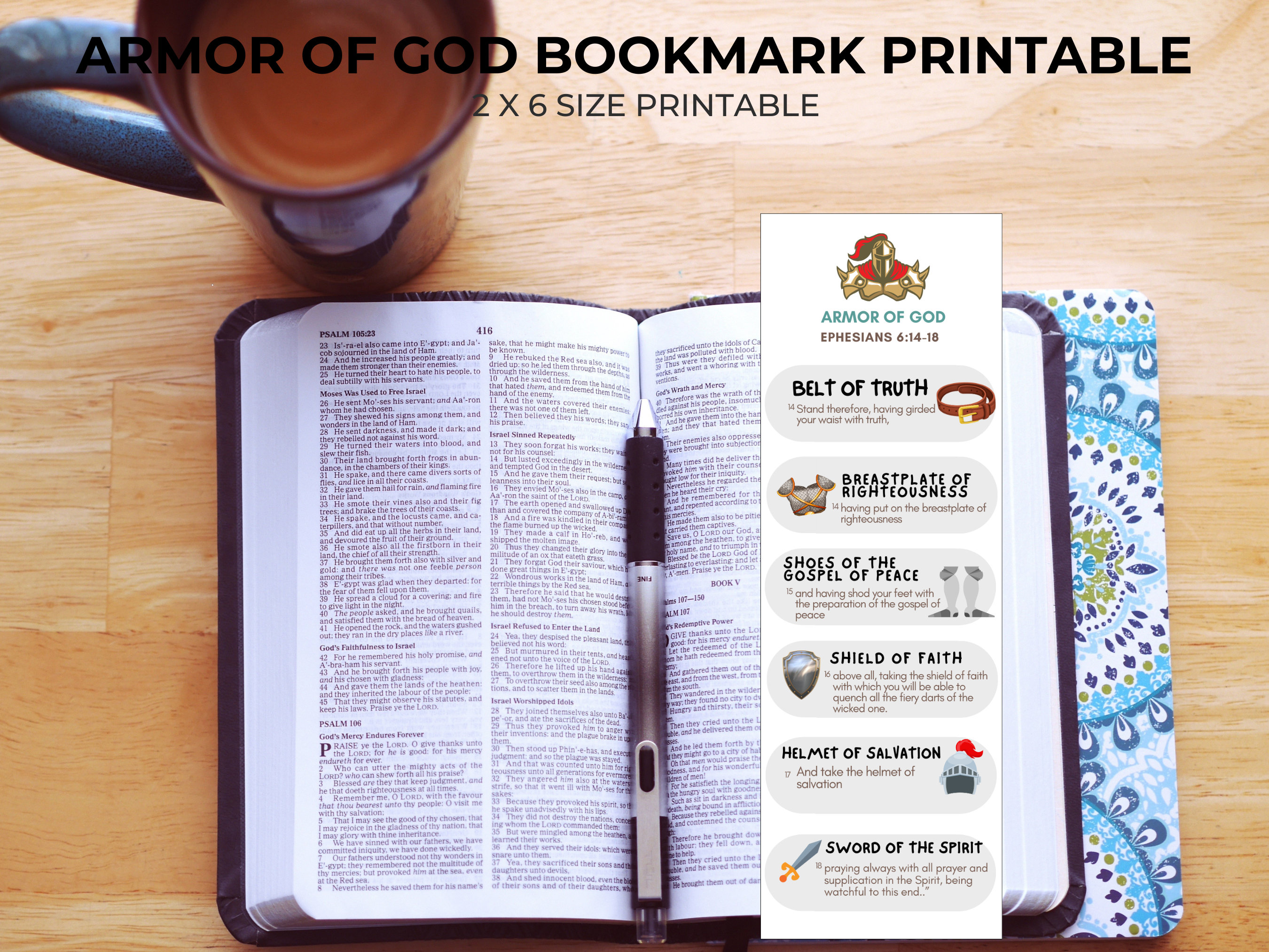 Armor of God Bookmark Printable PDF | Double-sided Christian Bible ...