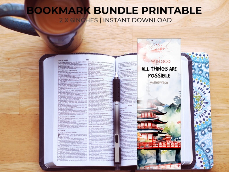 Bible Verse Bookmarks Printable - 6 Japanese Scenery, Faith-inspired ...