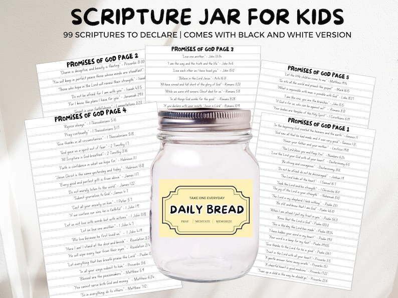 Scripture Jar Printable for Kids, Bible Verse Jar Scripture Printable ...