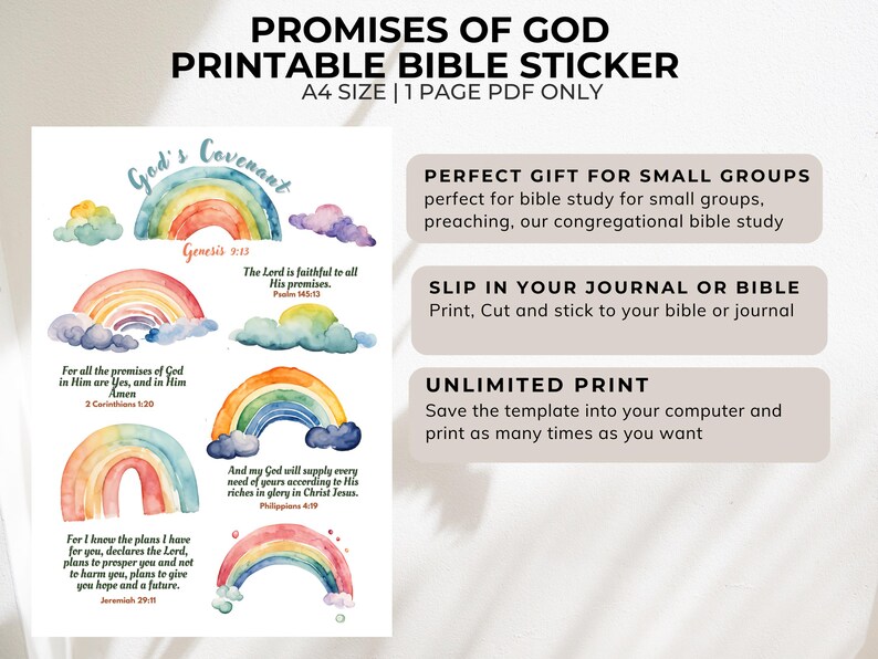 Promises of God Bible Printable Sticker, Christian Faith Journal ...