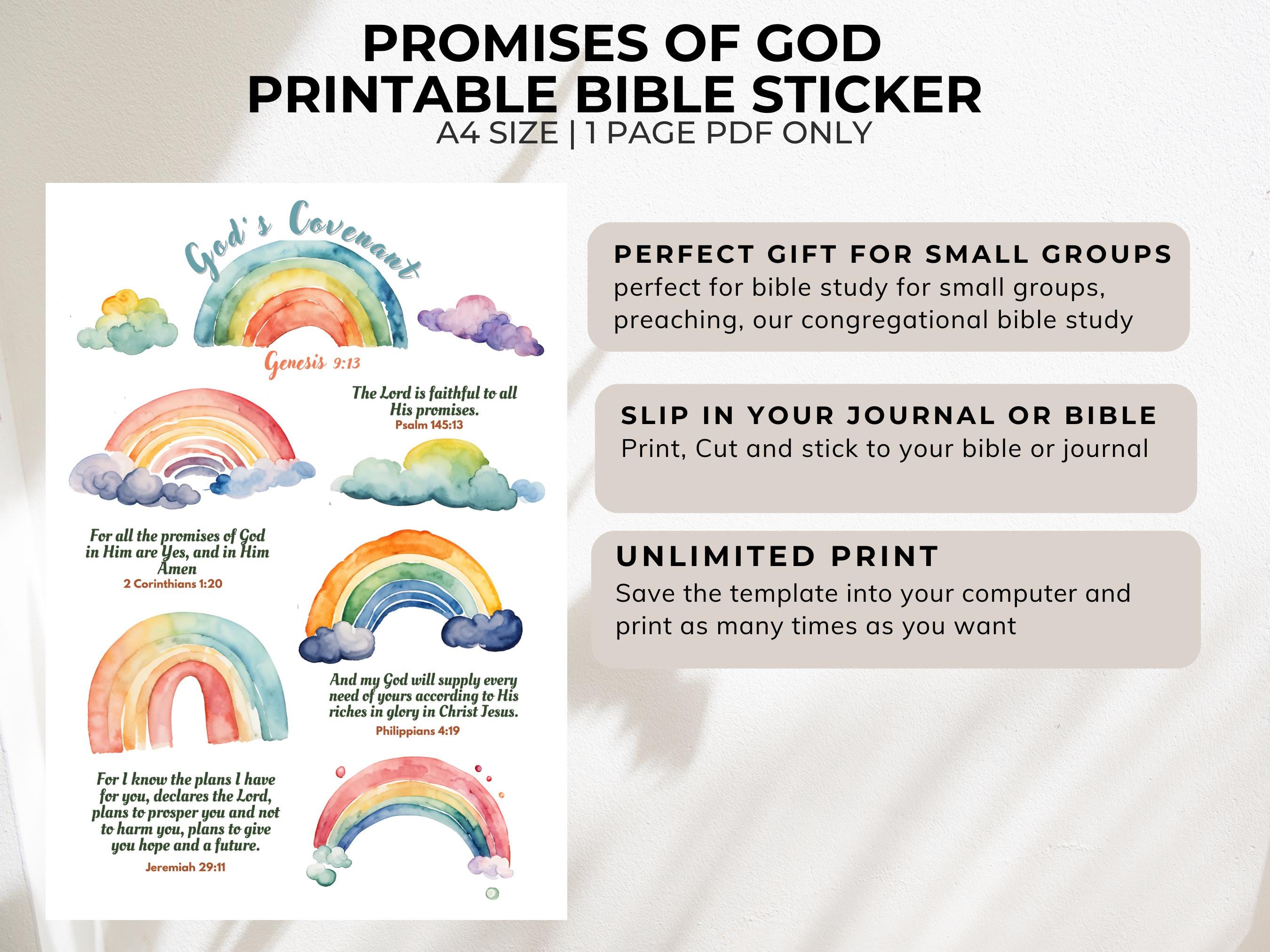 Promises of God Bible Printable Sticker, Christian Faith Journal ...