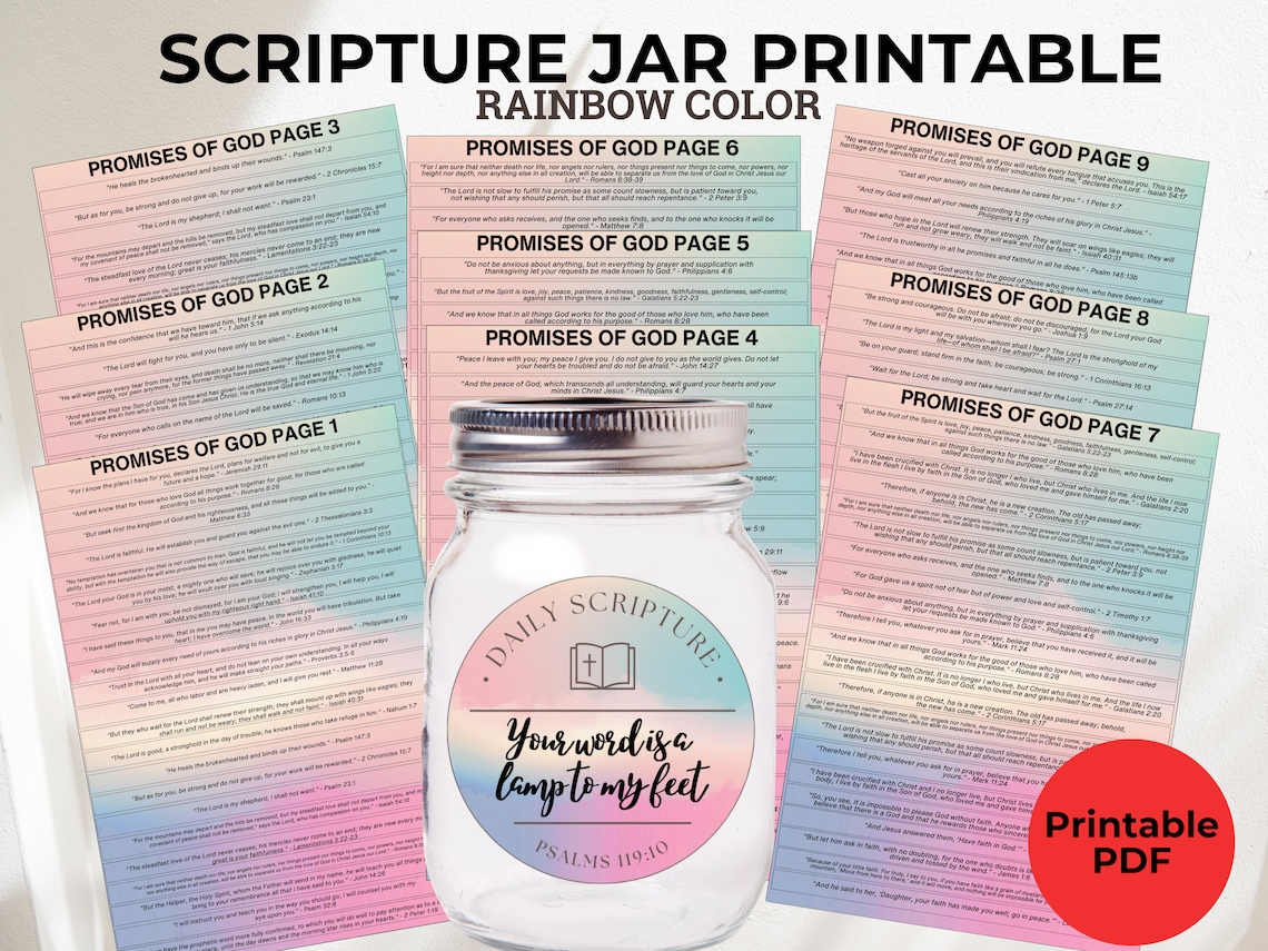 Scripture Jar Rainbow Printable, Bible Verse Jar Scripture Printable ...