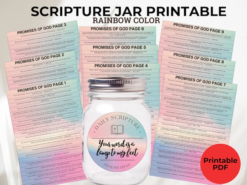 Scripture Jar Rainbow Printable, Bible Verse Jar Scripture Printable ...