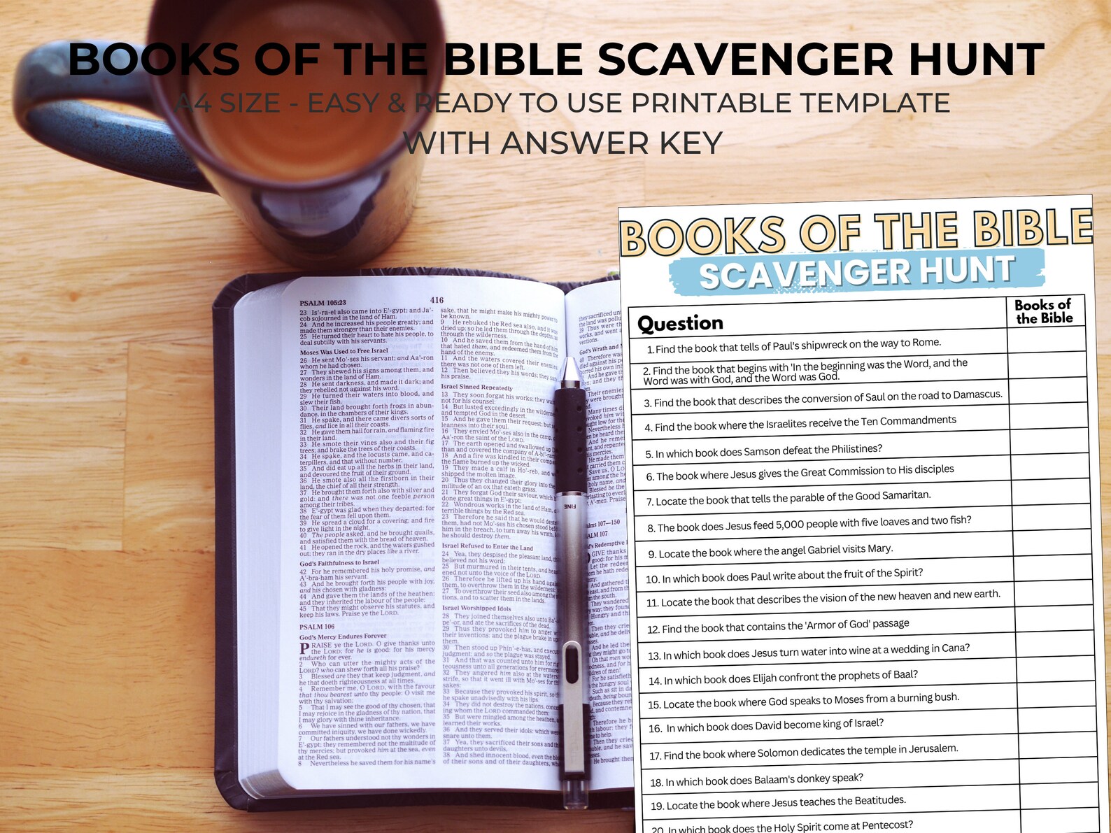 Books of the Bible Scavenger Hunt Game, Printable Church Game, Women's ...