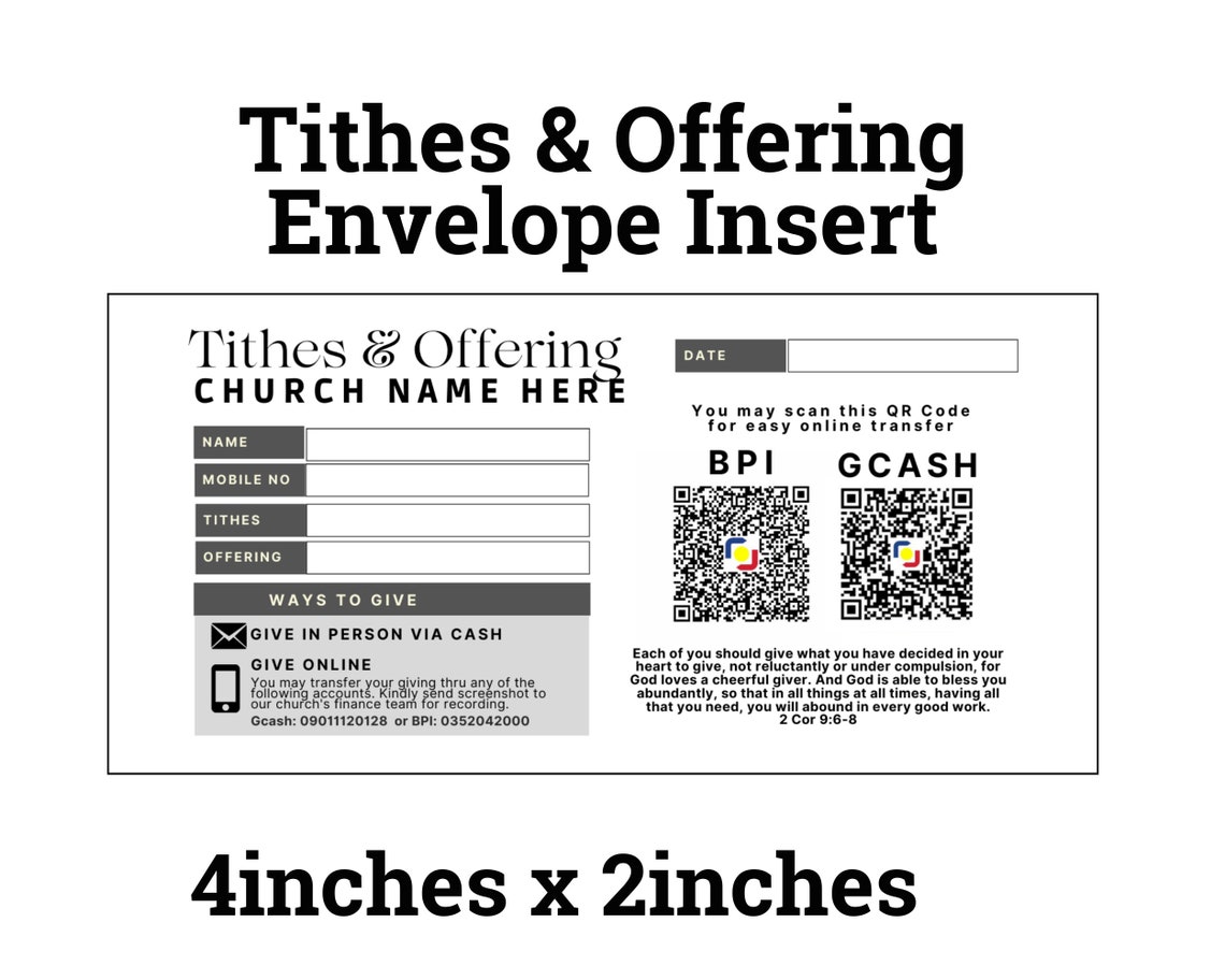 Tithe and Offering Envelope Insert Canva Editable Template | Church ...