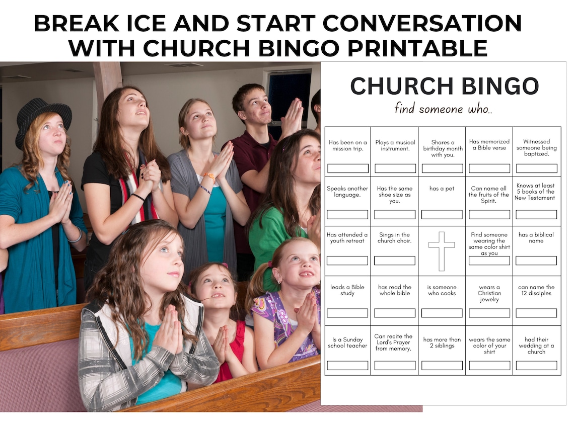 Church Bingo Printable A4 PDF, Ice Breaker for Youth Activity & Bible ...