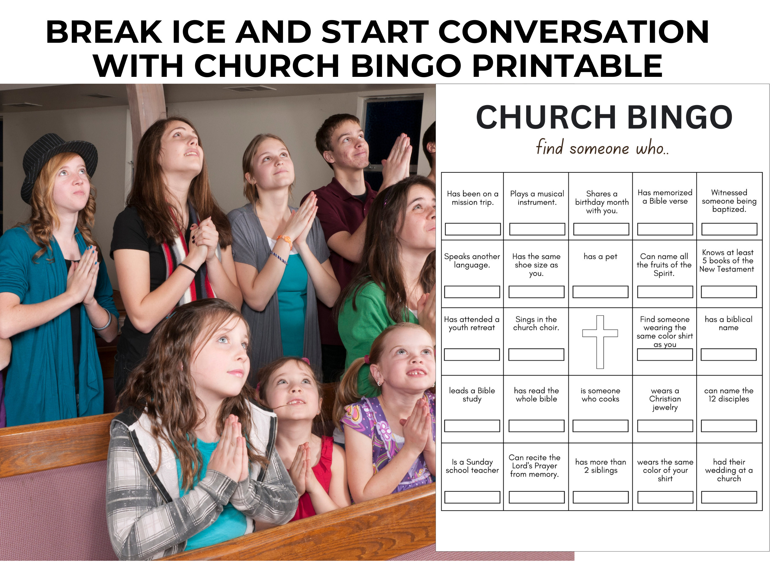Church Bingo Printable A4 PDF, Ice Breaker for Youth Activity & Bible ...