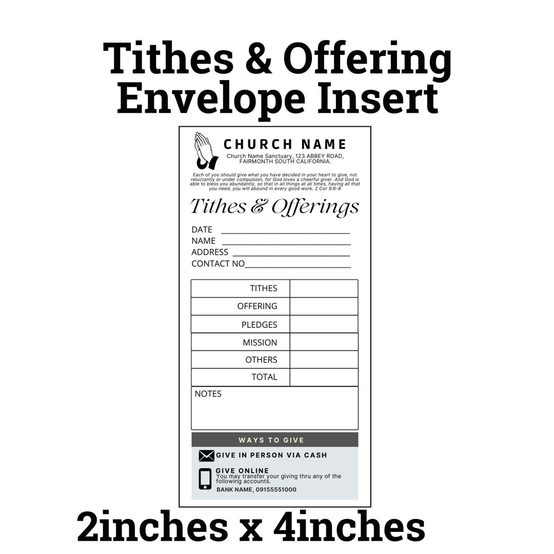 Church Giving Form Template | Tithes and Offering Envelope Insert Canva ...