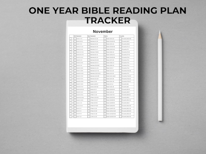 One Year Bible Reading Plan Printable, Bible Reading Tracker, Bible ...