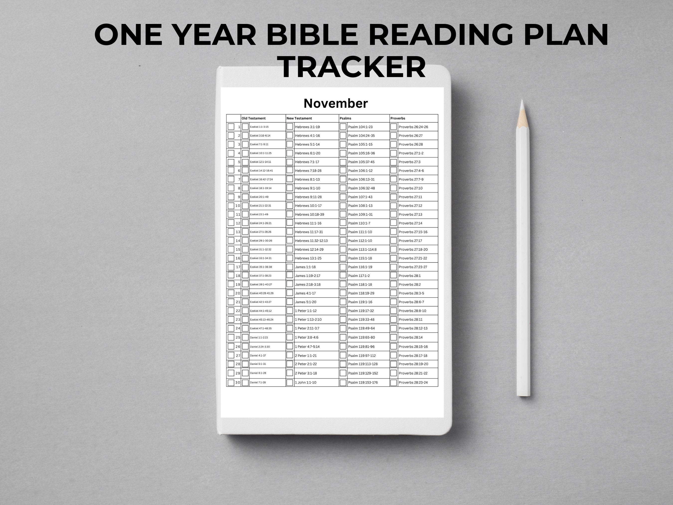 One Year Bible Reading Plan Printable, Bible Reading Tracker, Bible ...