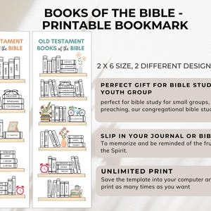 Books of the Bible Printable Bookmark, Bible Book Reading Tracker ...