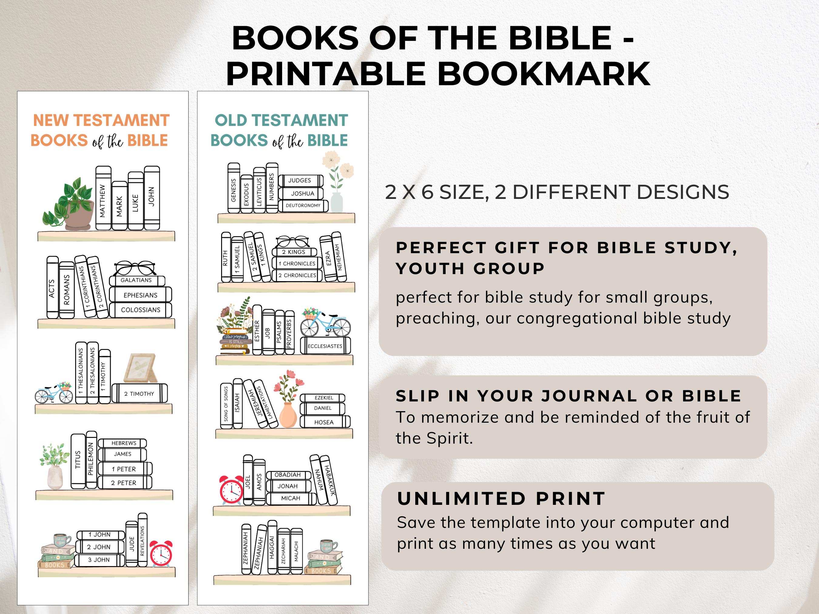 Books of the Bible Printable Bookmark, Bible Book Reading Tracker ...