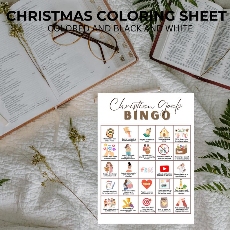 Vision Board Bingo for Christians – Printable A4 Size, Colored & Black ...