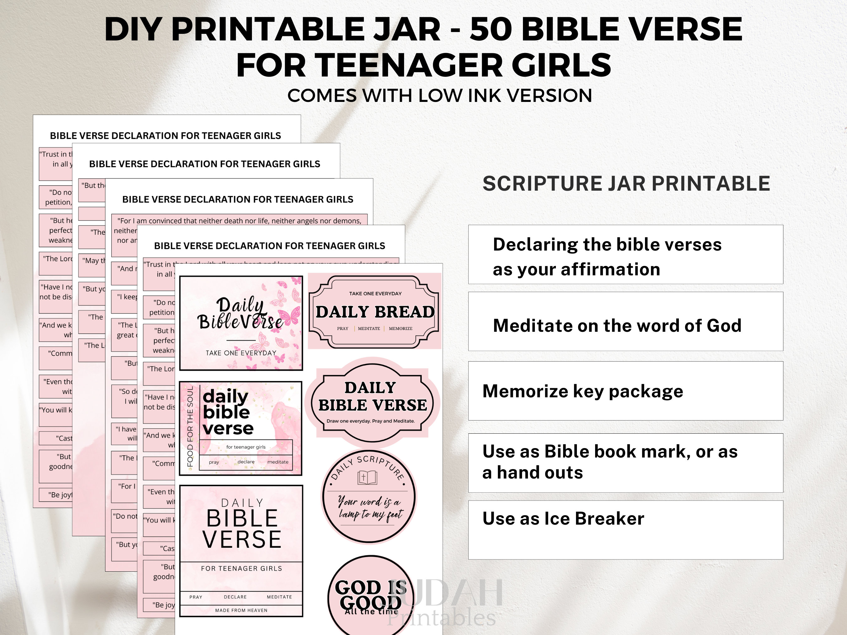 DIY Scripture Jar Printable for Teenager Girls, Bible Verse Jar ...