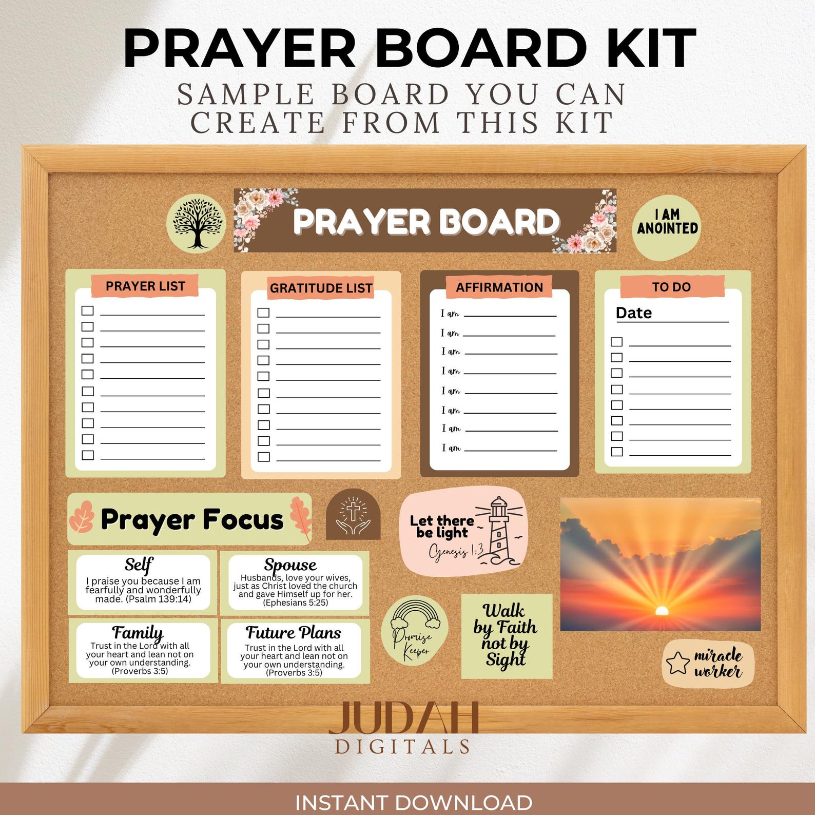 DIY Prayer Board Kit Printable, DIY, Vision Board for Faith Goals ...