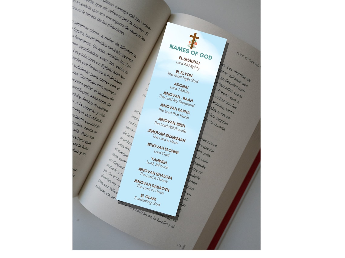 Names of God Bookmark Printable PDF Christian Evangelism Tool Double ...