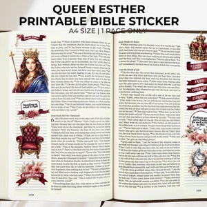 Printable Queen Esther Bible Stickers, Bible Journaling, Faith Planner ...