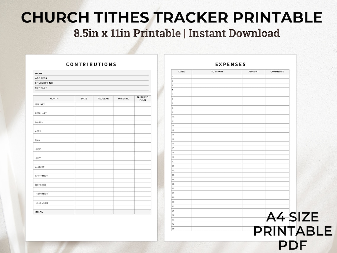 Church Tithe Tracker, Giving Log, Tithes and Offering Tracker ...
