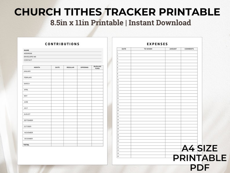 Church Tithe Tracker, Giving Log, Tithes and Offering Tracker ...