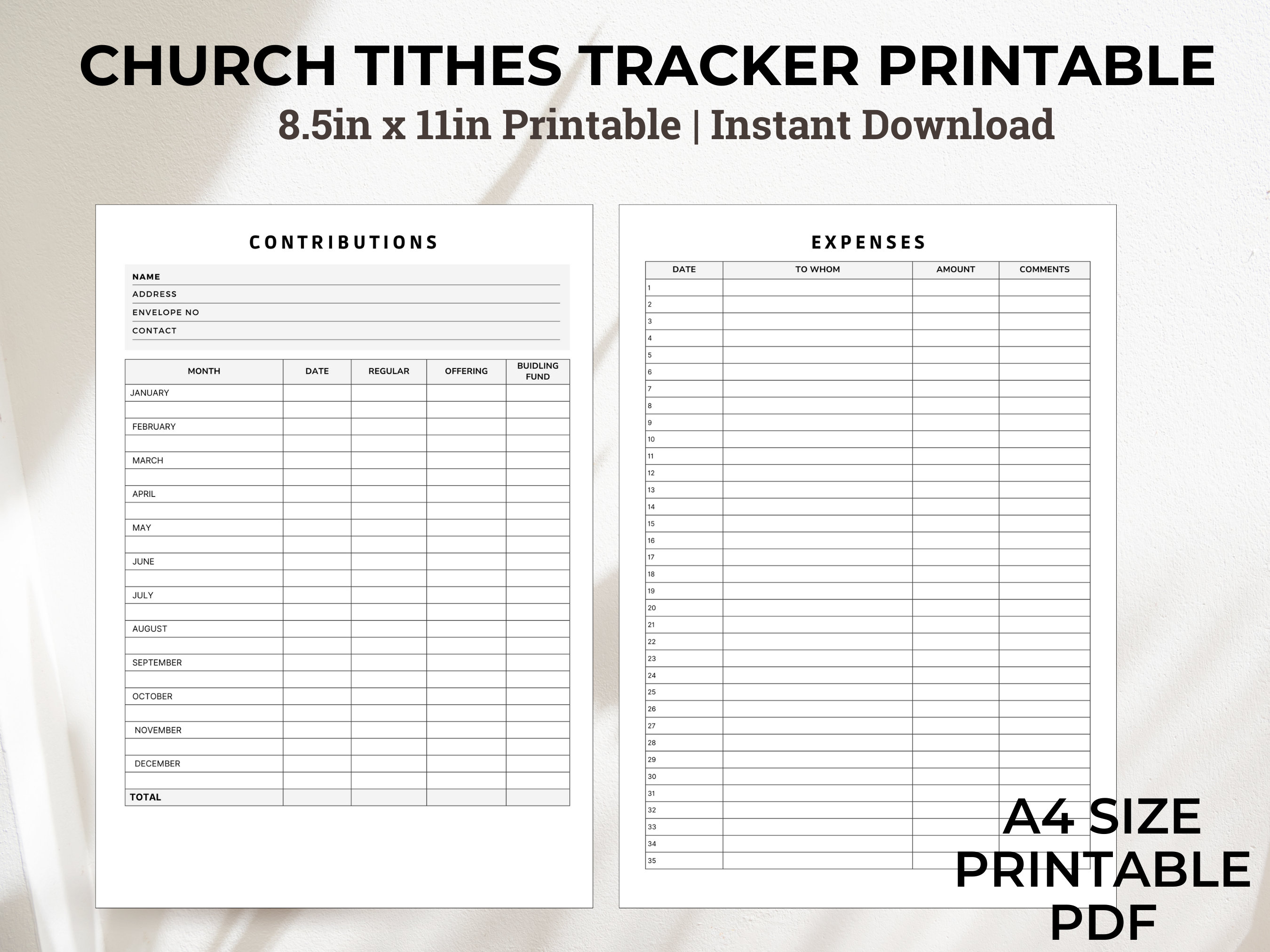Church Tithe Tracker, Giving Log, Tithes and Offering Tracker ...