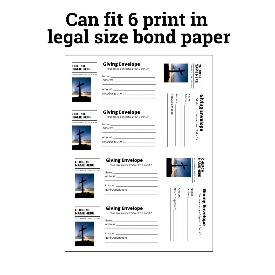 Church Tithes and Offering Envelope Insert Template, Editable Envelope ...