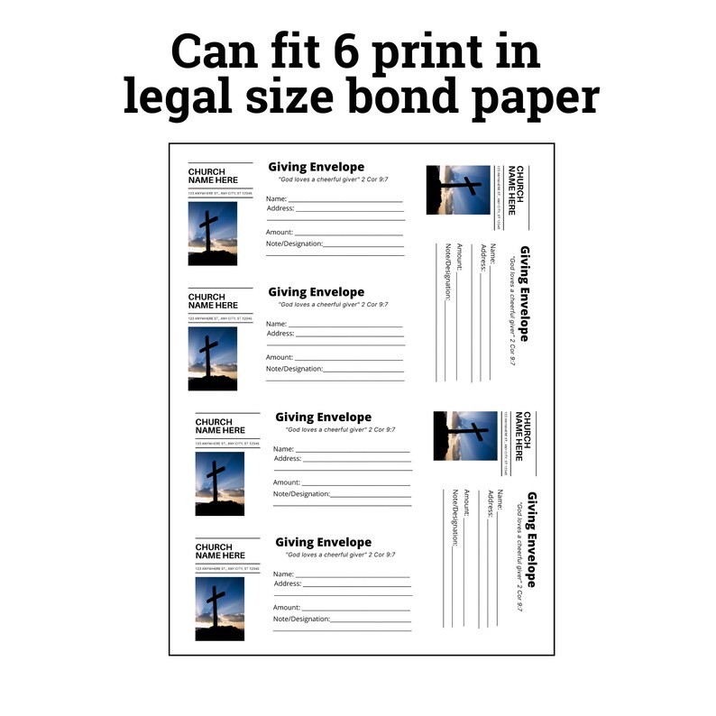 Church Tithes and Offering Envelope Insert Template, Editable Envelope ...