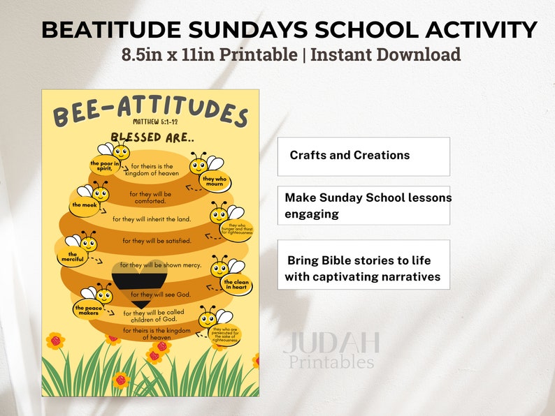 Beatitudes Kids Activity for Sunday School, Printable Bible Verse Game ...