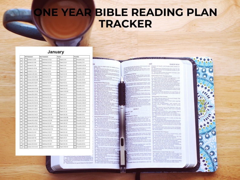One Year Bible Reading Plan Printable, Bible Reading Tracker, Bible ...