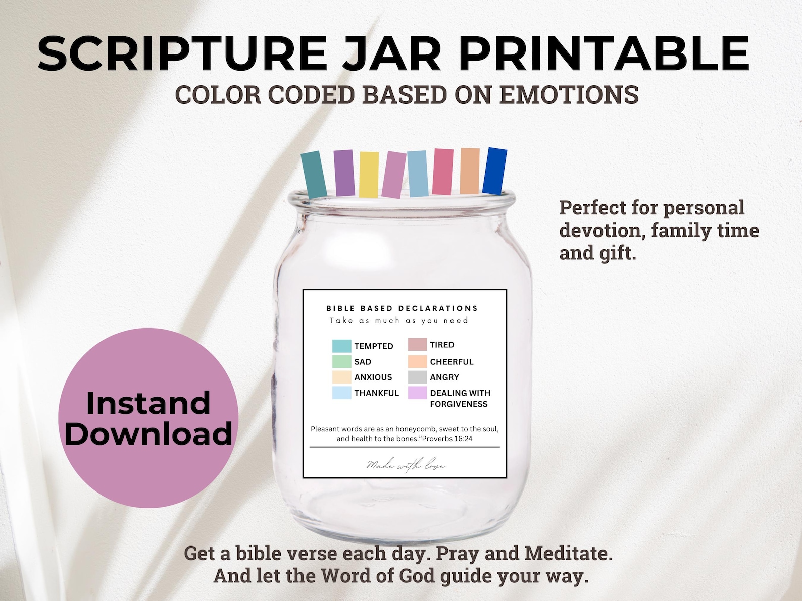 DIY Scripture Jar Printable for Emotional Support, DIY Bible Verse ...