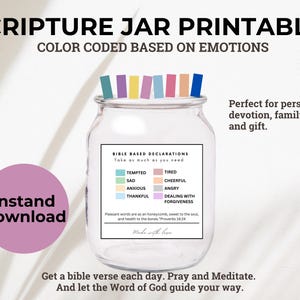 DIY Scripture Jar Printable for Emotional Support, DIY Bible Verse ...