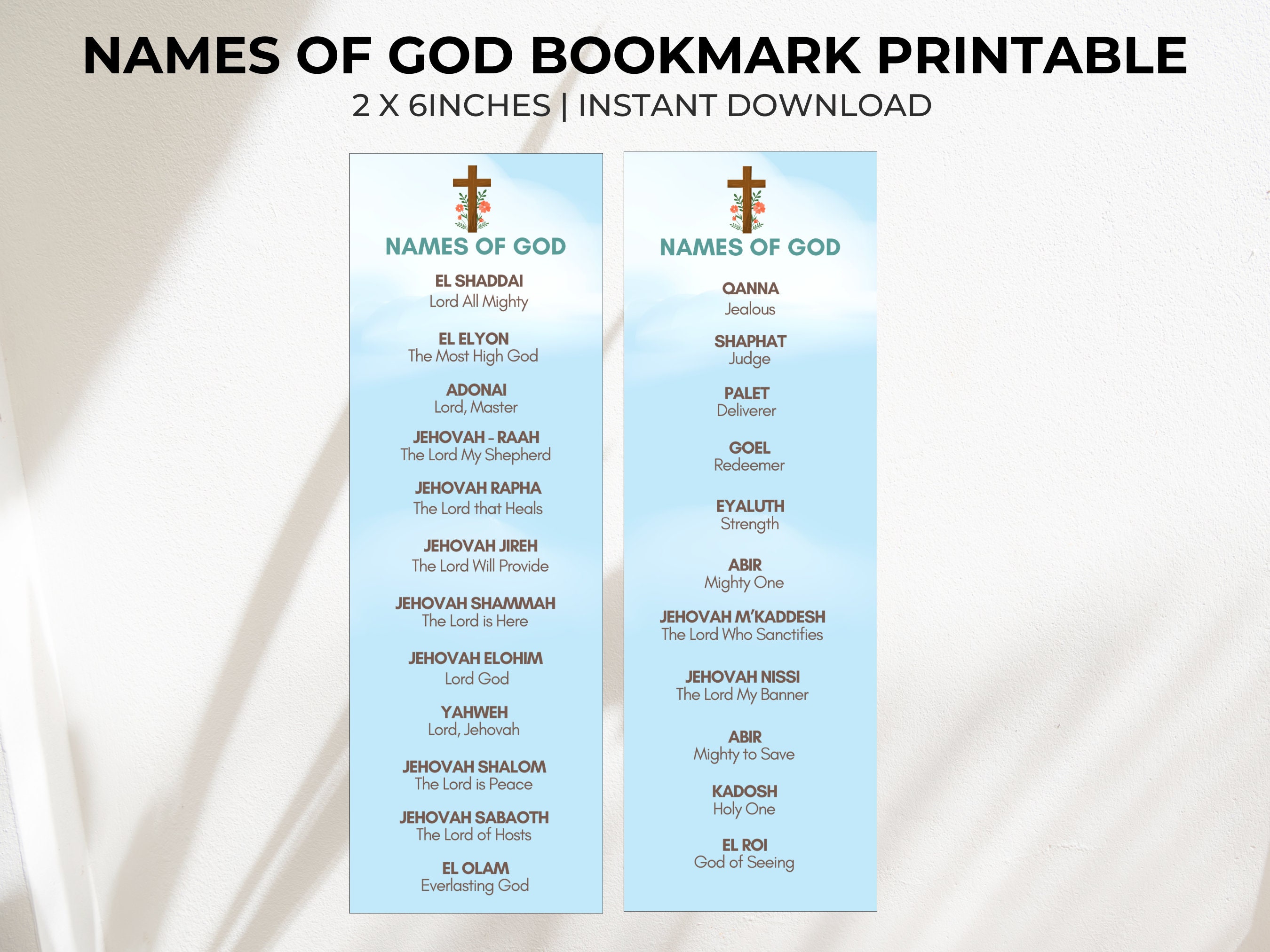 Names of God Bookmark Printable PDF Christian Evangelism Tool Double ...