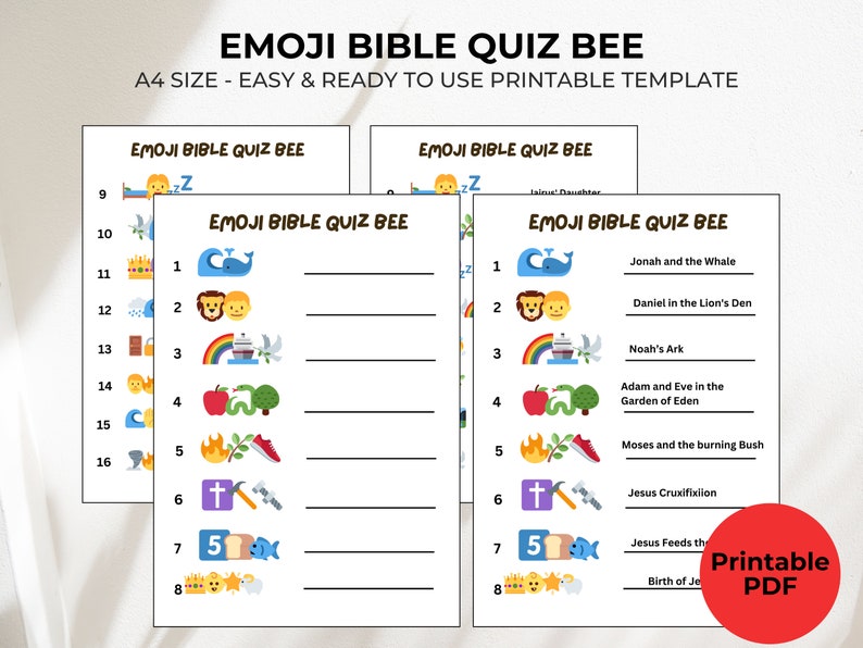 Bible Games, Fun Emoji Bible Quiz, Church Bible Games for Kids, Teens ...