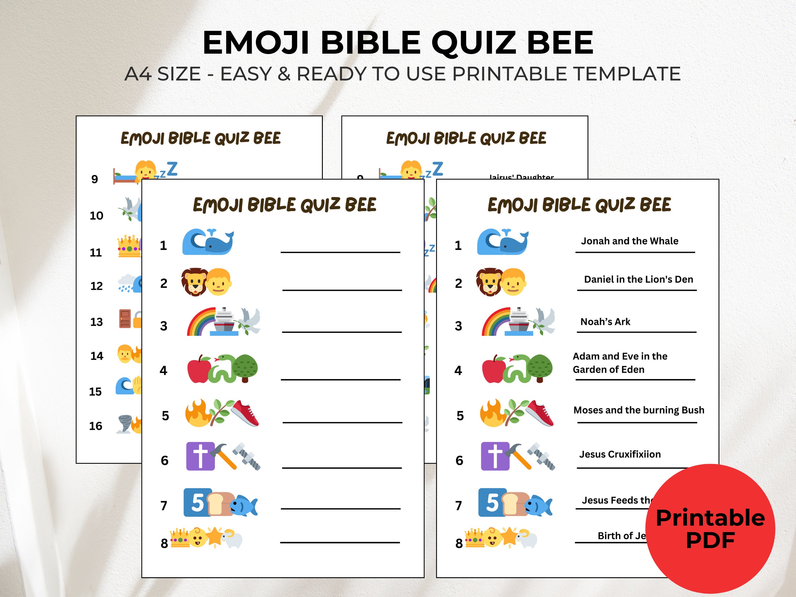 Bible Games, Fun Emoji Bible Quiz, Church Bible Games for Kids, Teens ...