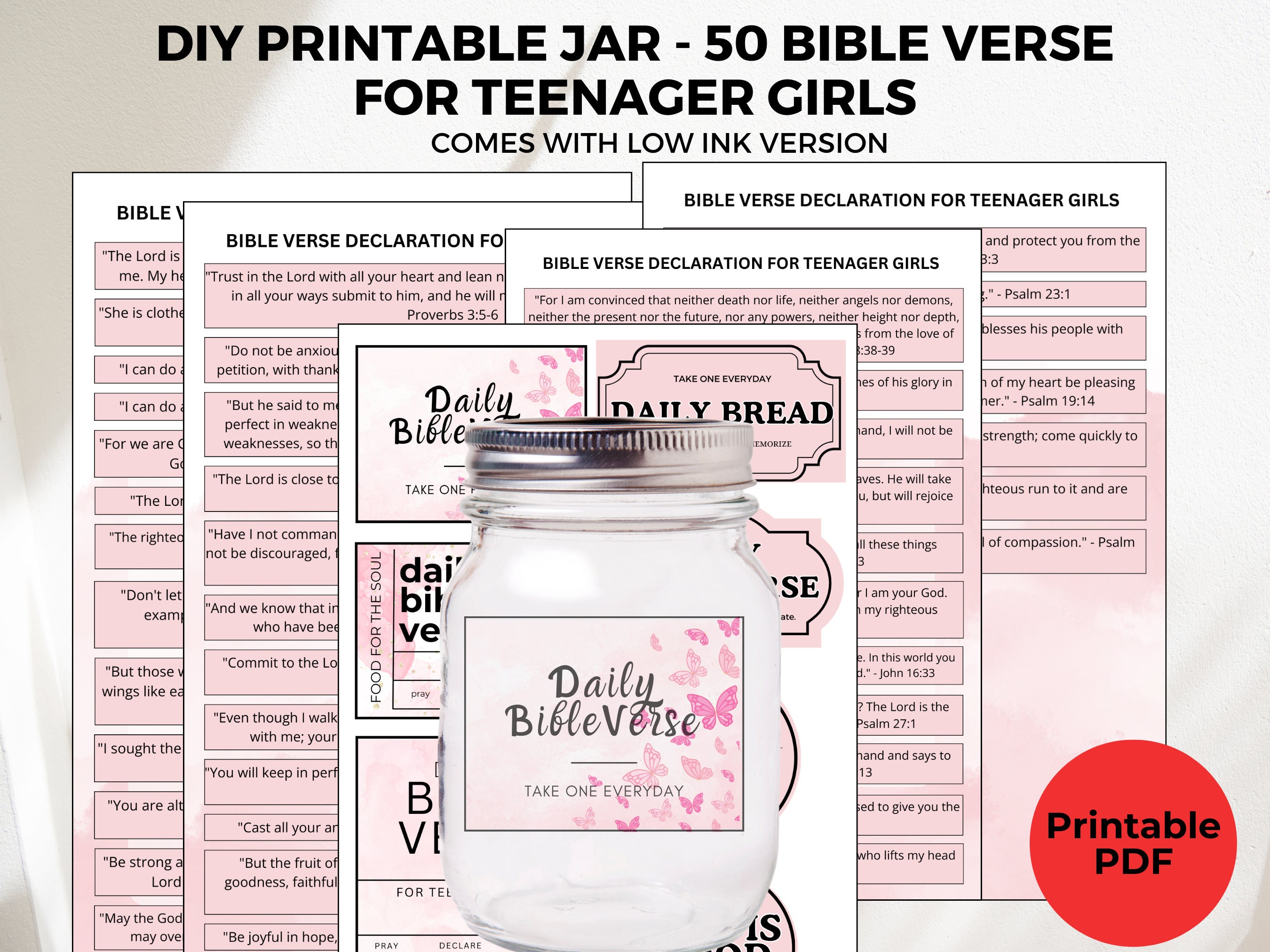 DIY Scripture Jar Printable for Teenager Girls, Bible Verse Jar ...
