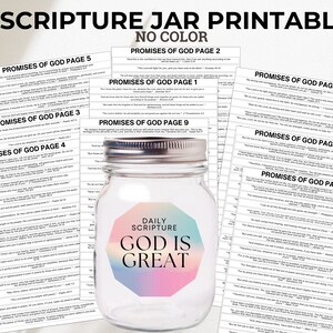 Scripture Jar Rainbow Printable, Bible Verse Jar Scripture Printable ...