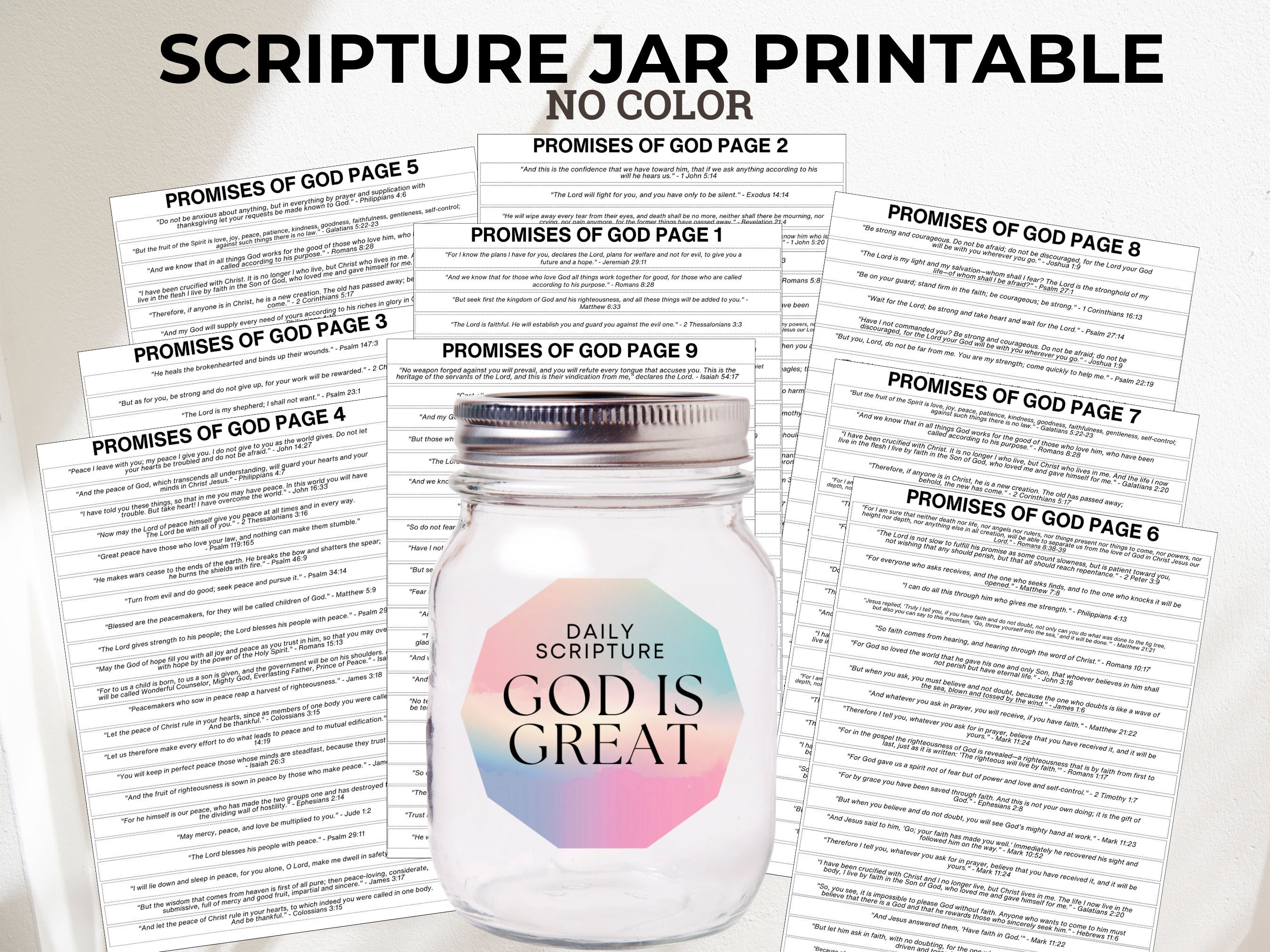 Scripture Jar Rainbow Printable, Bible Verse Jar Scripture Printable ...