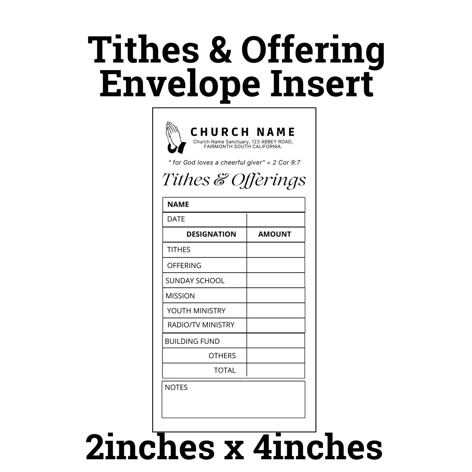 Tithes and Offering Envelope Insert Canva Editable Template | Church ...