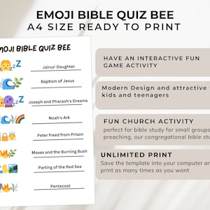 Bible Games, Fun Emoji Bible Quiz, Church Bible Games for Kids, Teens ...